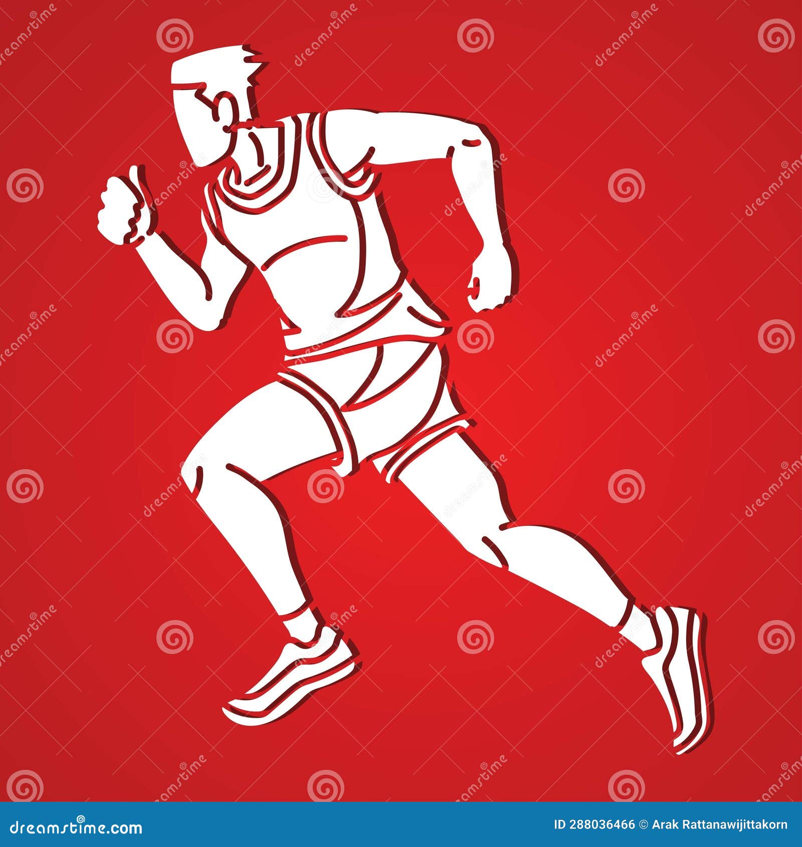 A Man Running Marathon Runner Cartoon Sport Graphic Stock Illustration ...