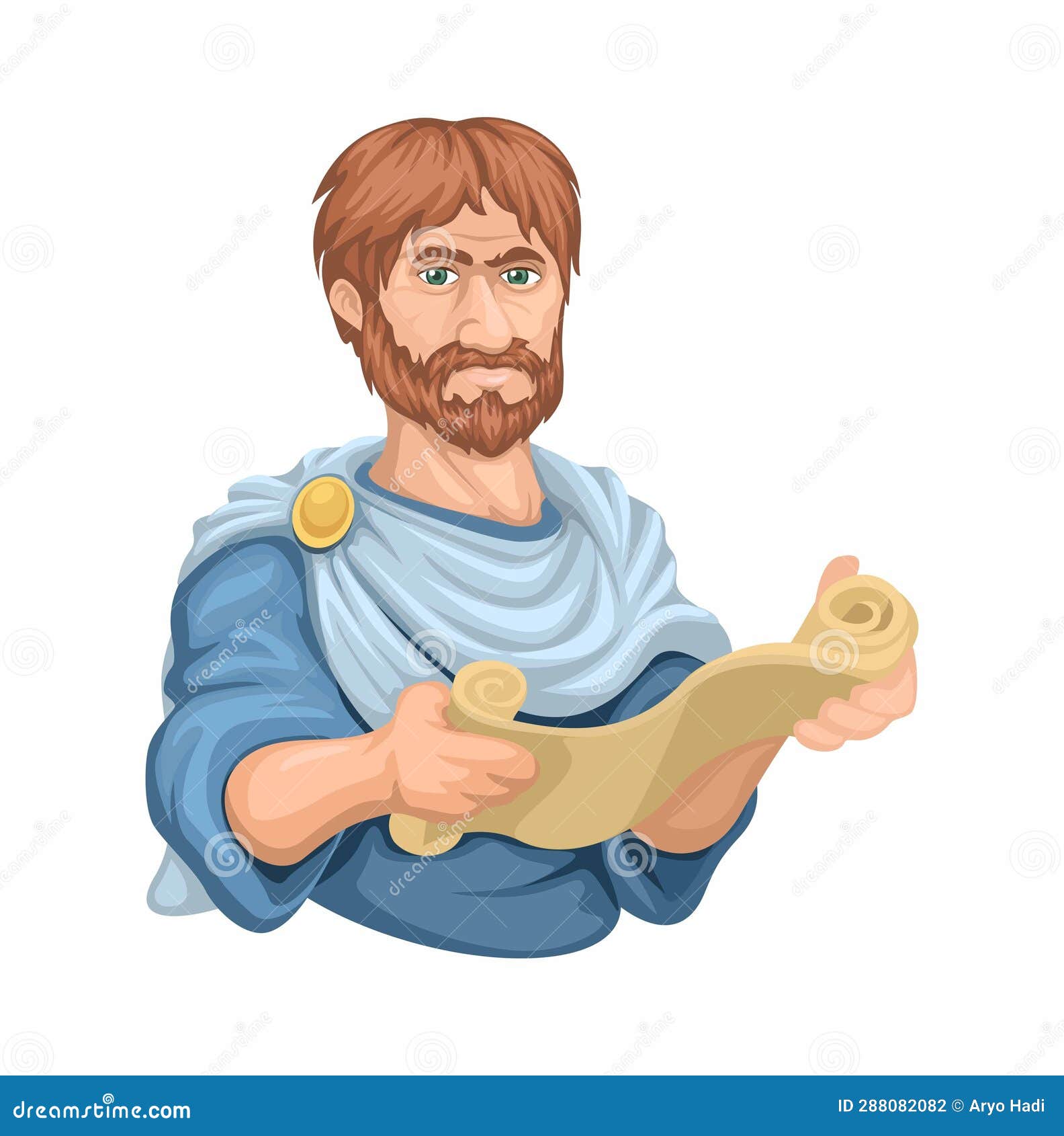 Aristotle Ancient Greek Philosopher And Polymath Character Cartoon ...