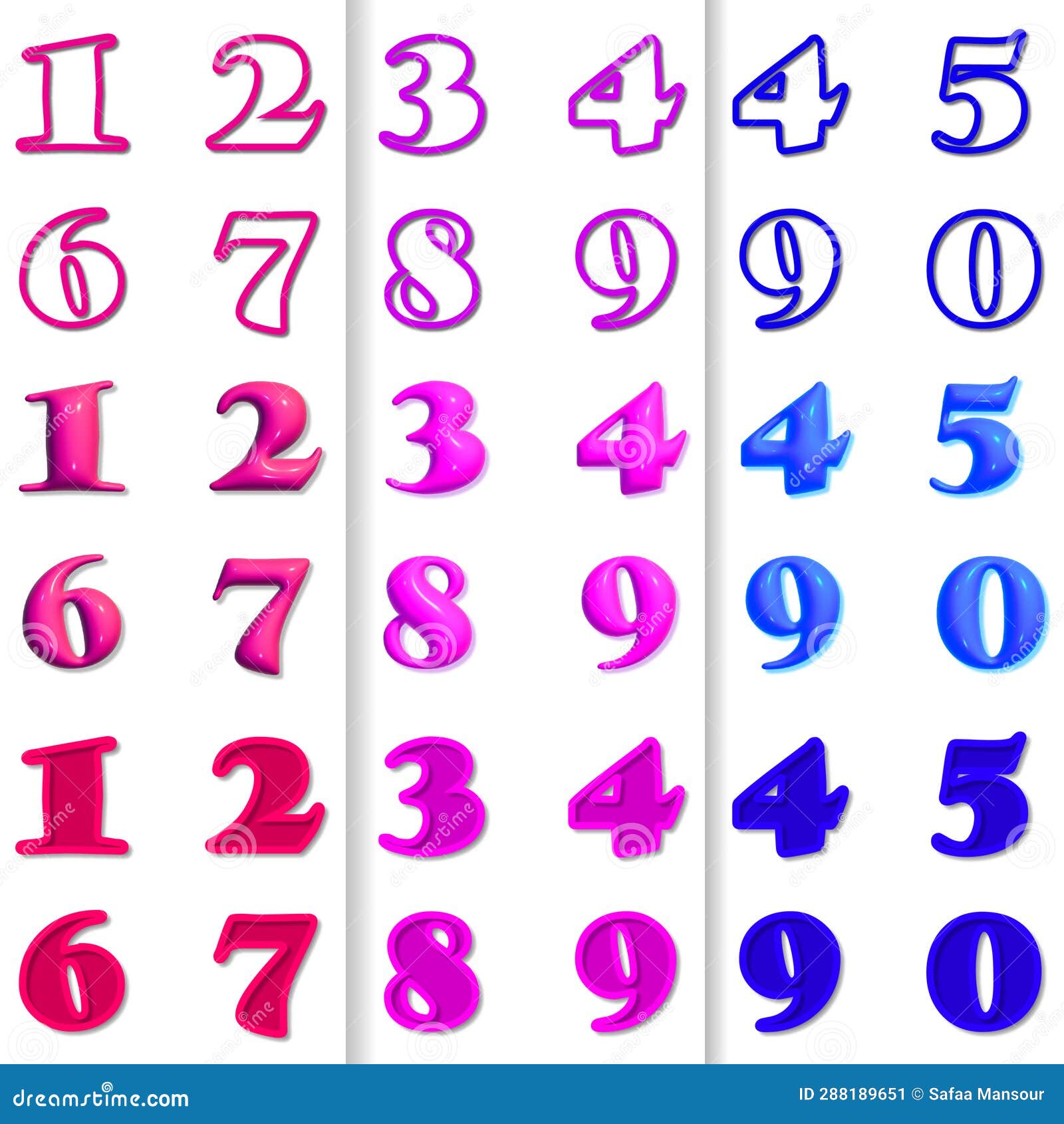 Set of Vector Paper Cut and 3D Numbers Stock Vector - Illustration of ...