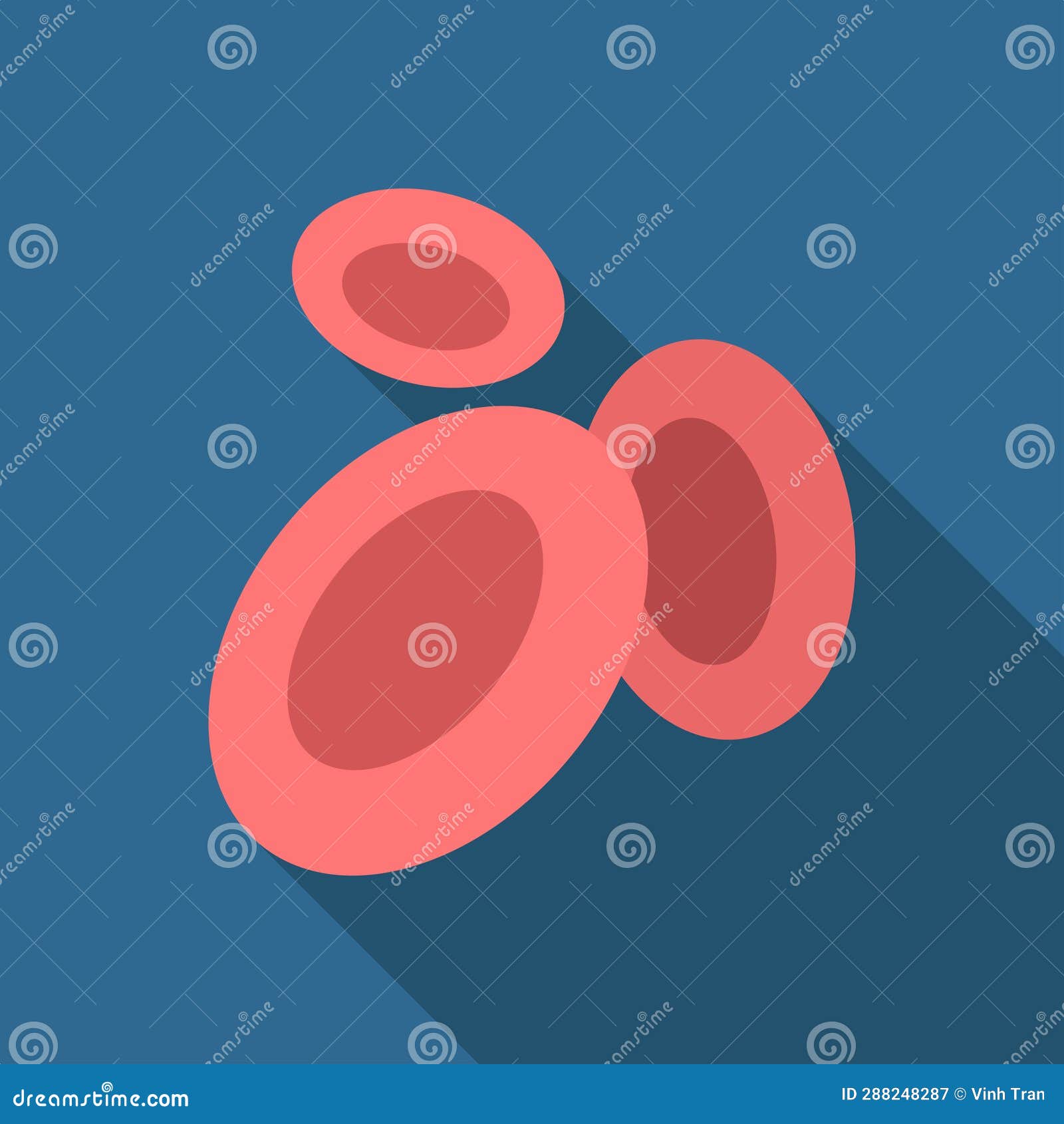 Red Blood Cell Flat Icon with Long Shadow. Biology Icon Pictogram ...