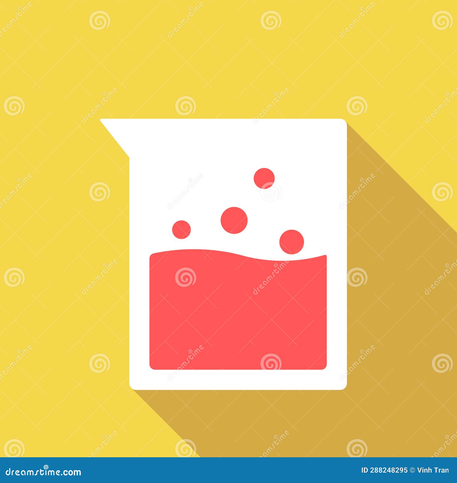 Laboratory Beaker with Red Chemical Liquid Flat Icon with Long Shadow ...