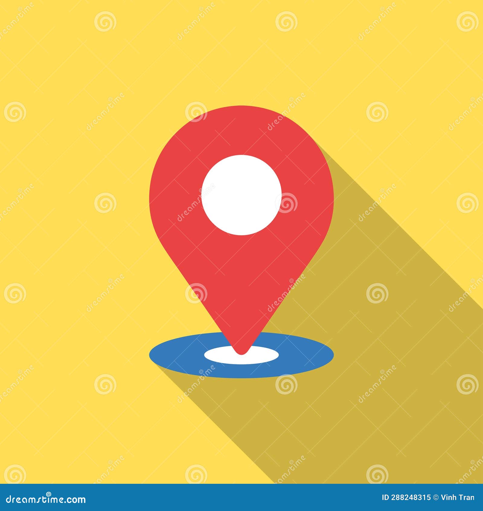Location Pin Flat Icon with Long Shadow. Geography Icon Pictogram ...