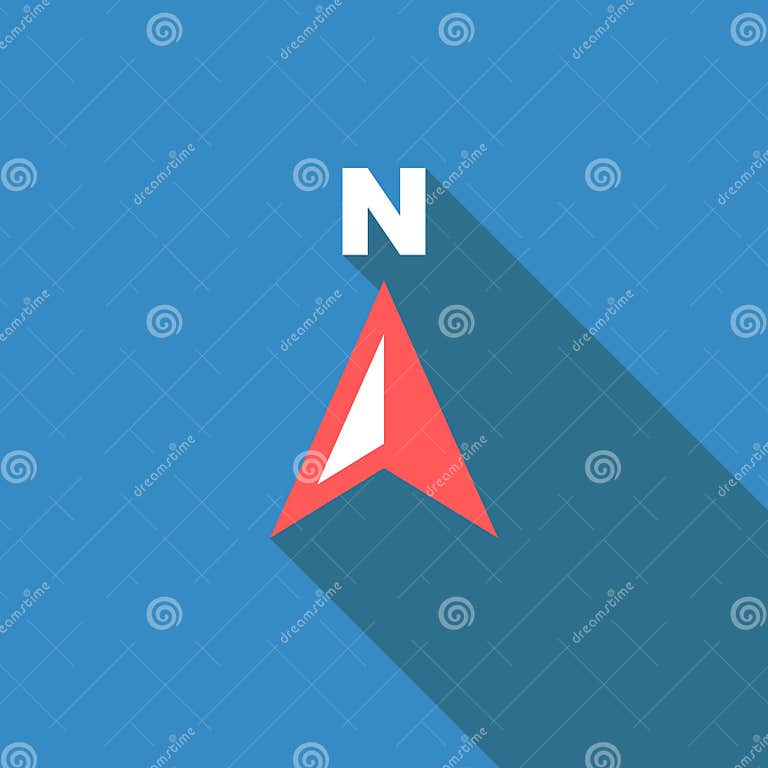 North Arrow Compass Flat Icon with Long Shadow. Geography Icon ...