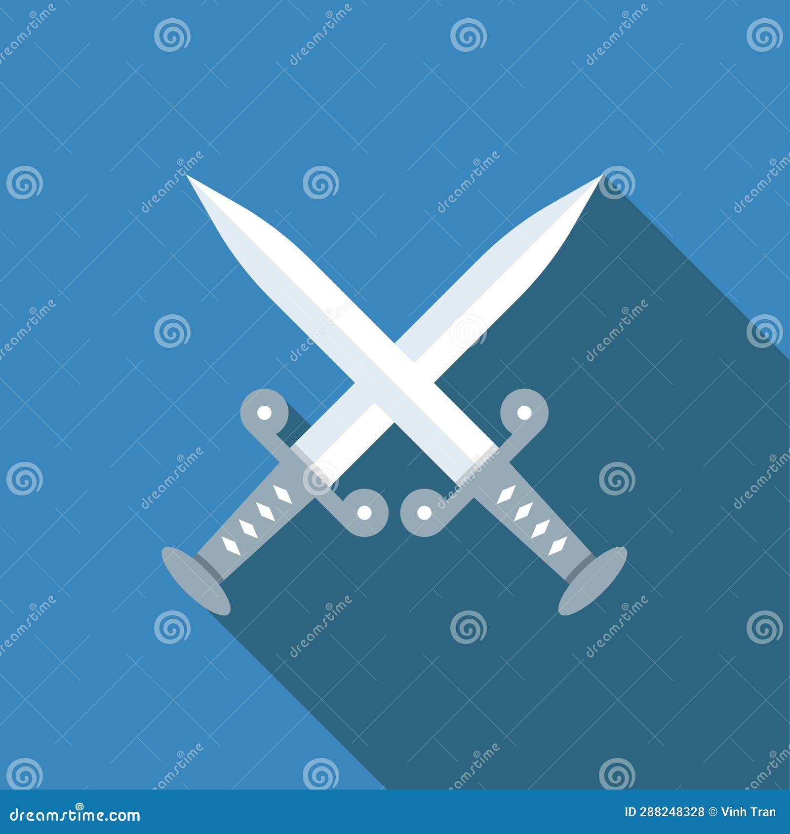 Crossed Swords Flat Icon with Long Shadow. Simple History Icon ...