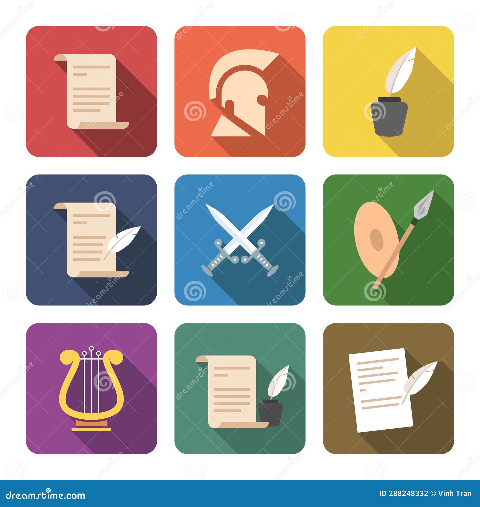 Historian Icons Set, Outline Style Vector Illustration | CartoonDealer ...