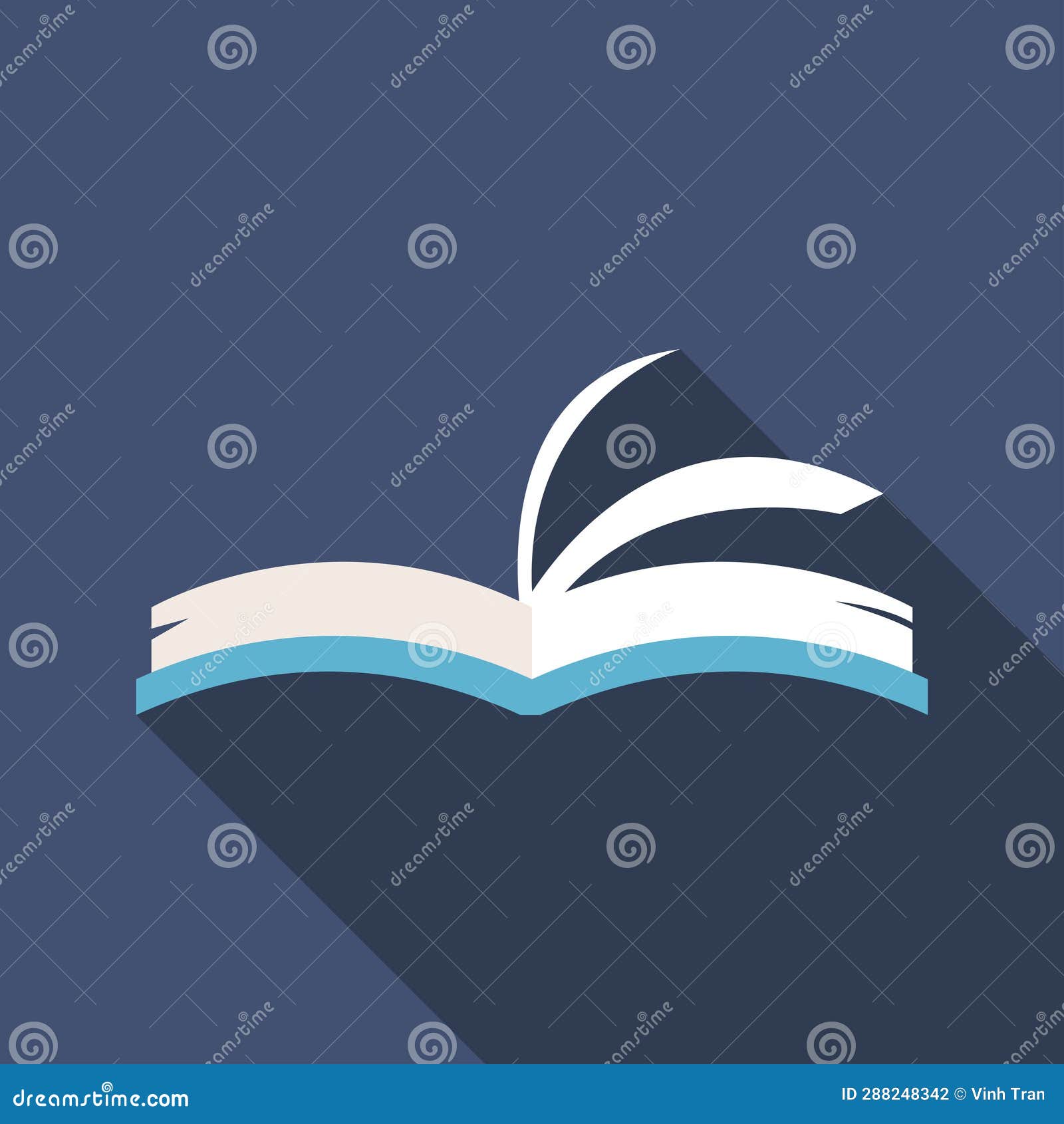 Opening Book Flat Icon with Long Shadow. Simple Literature Icon ...