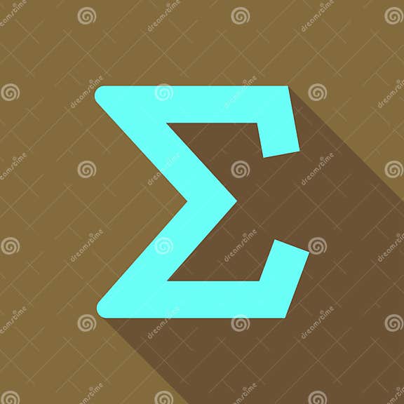 Sum Symbol, Sigma Notation or Summation Glyph Flat Icon with Long ...