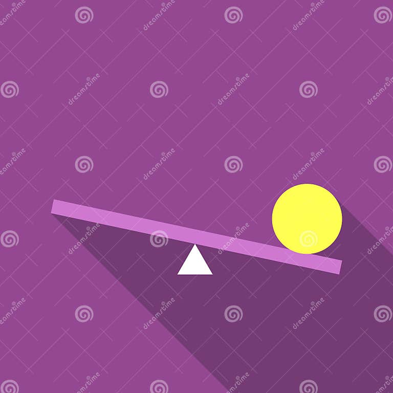 Lever Seesaw Balance Flat Icon with Long Shadow. Physics Icon Pictogram ...