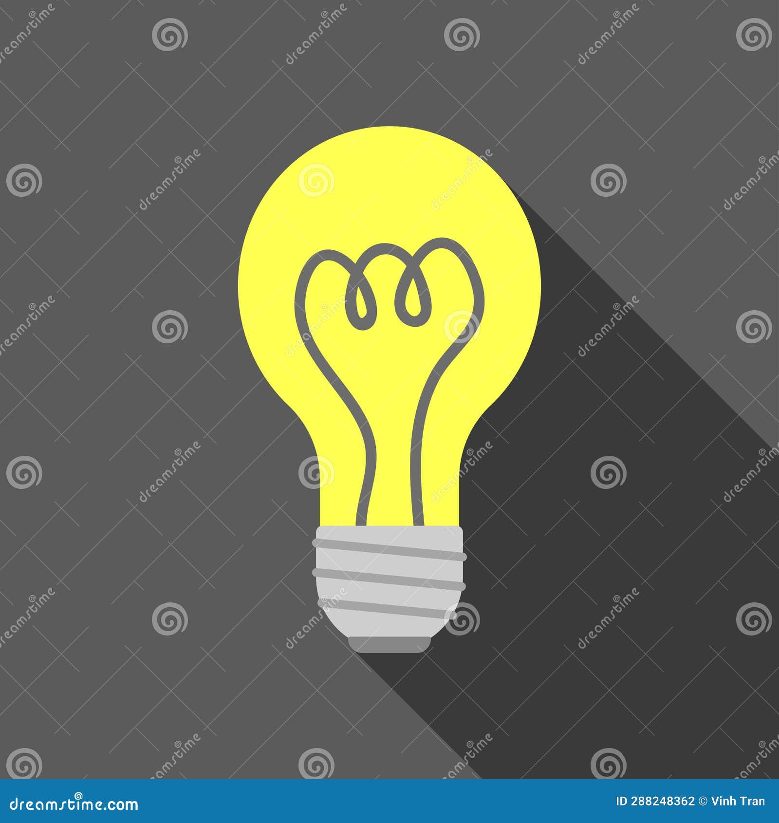 Yellow Light Bulb Flat Icon with Long Shadow. Physics Icon Pictogram ...