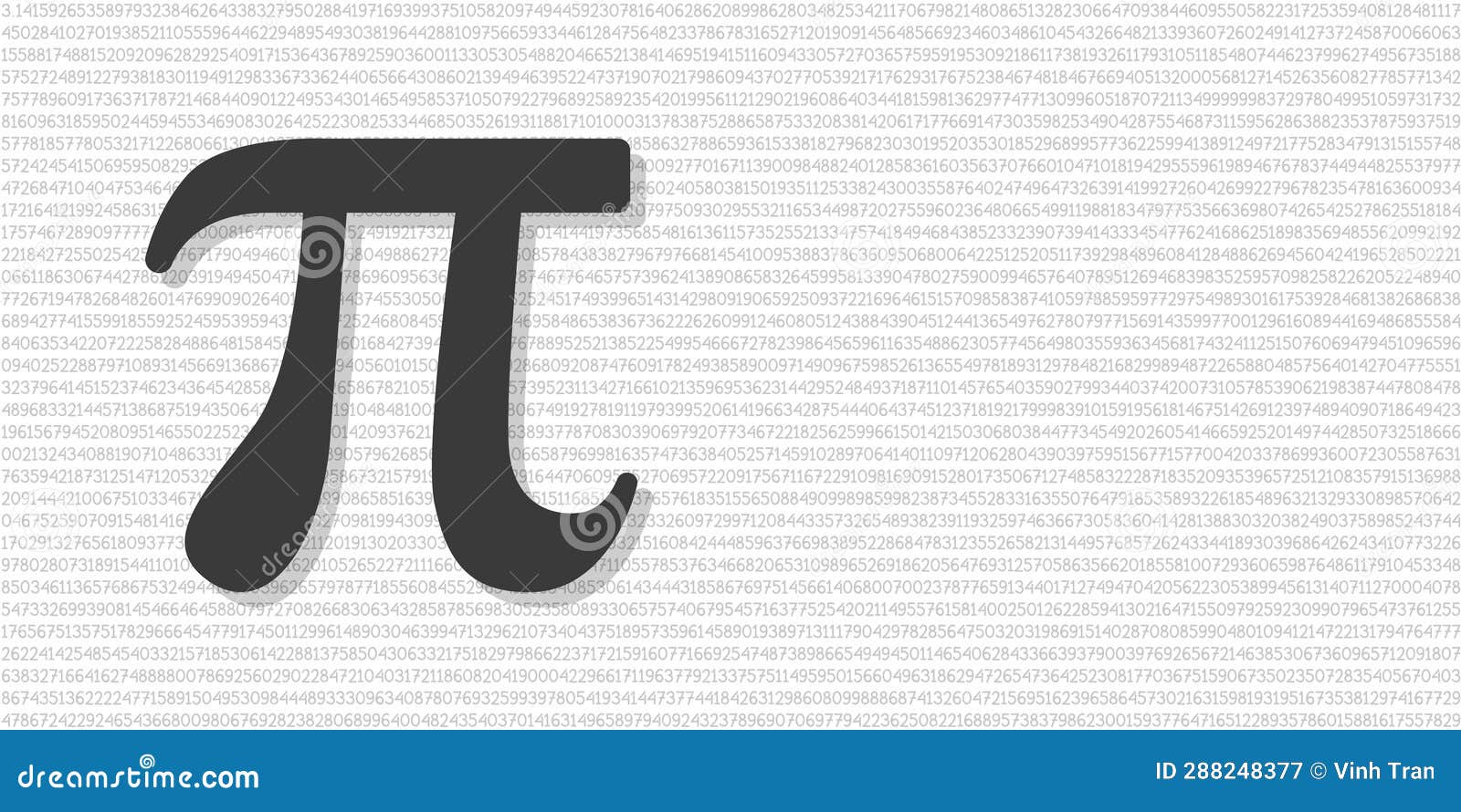 Pi Symbol Art Banner with Shadow. Black Pi Symbol with a Long Digits of ...