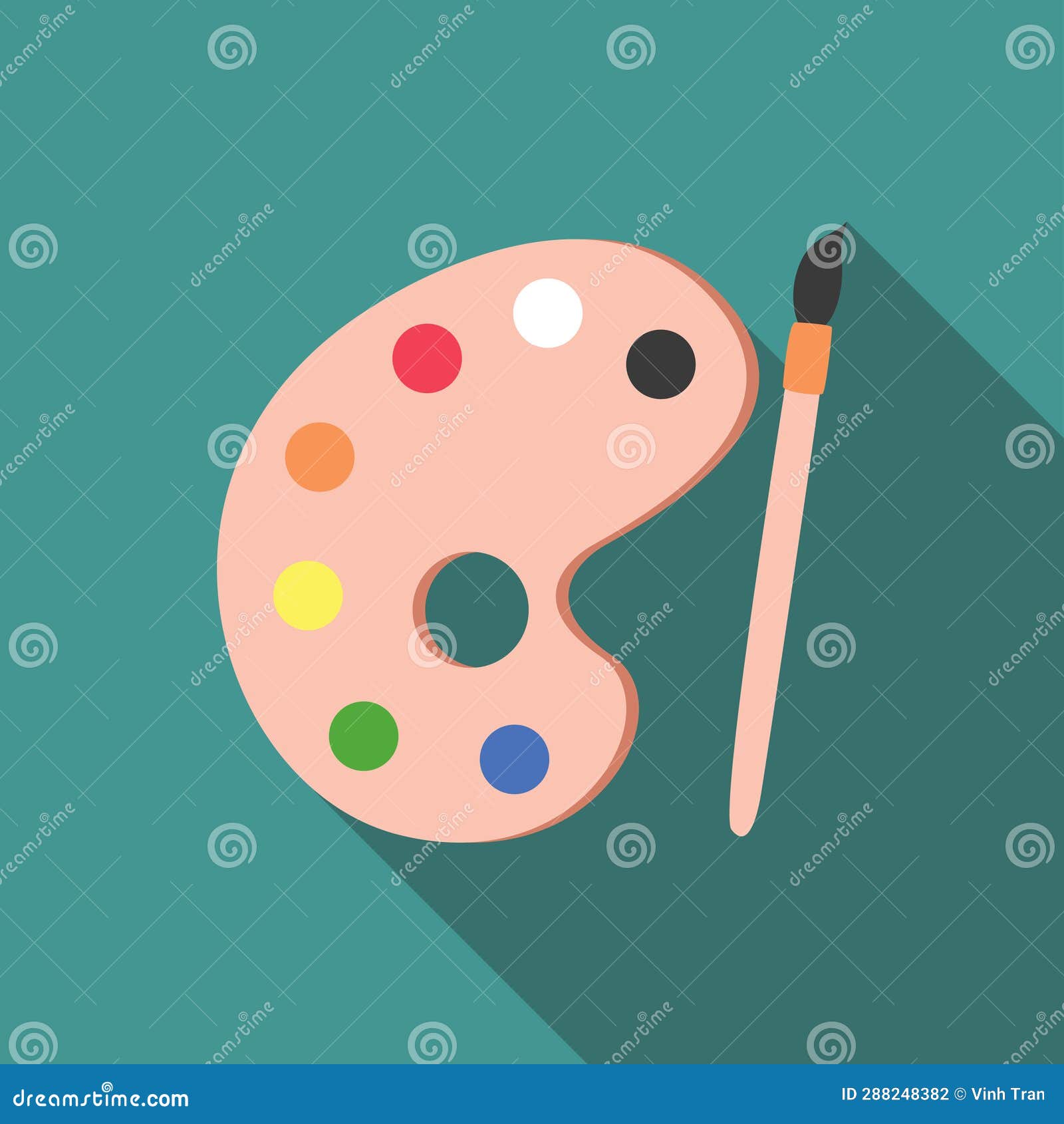 Artist Paint Palette Flat Icon with Long Shadow. Simple Art Icon ...