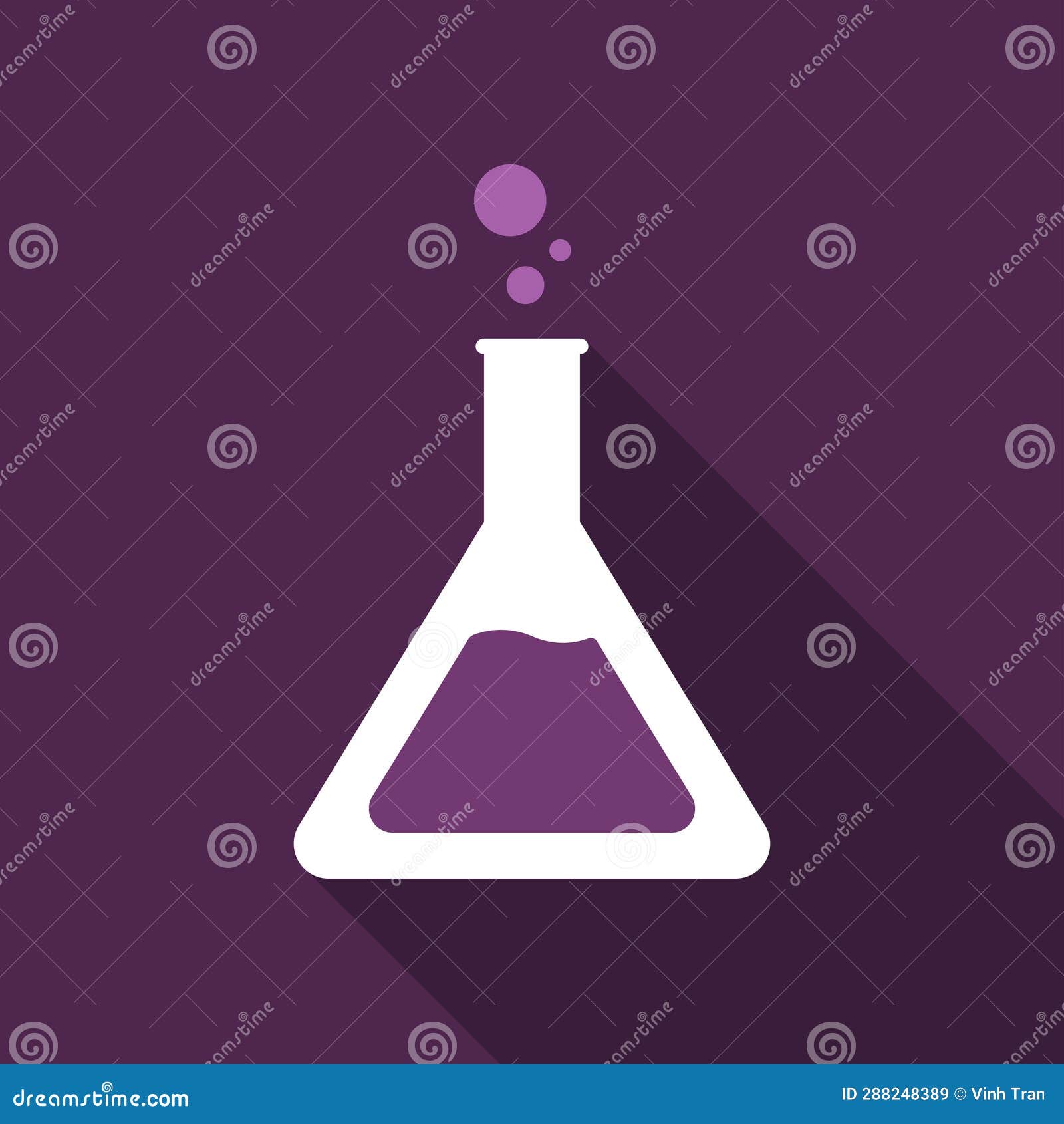 Conical Flask Flat Icon with Long Shadow. Simple Chemistry Icon ...