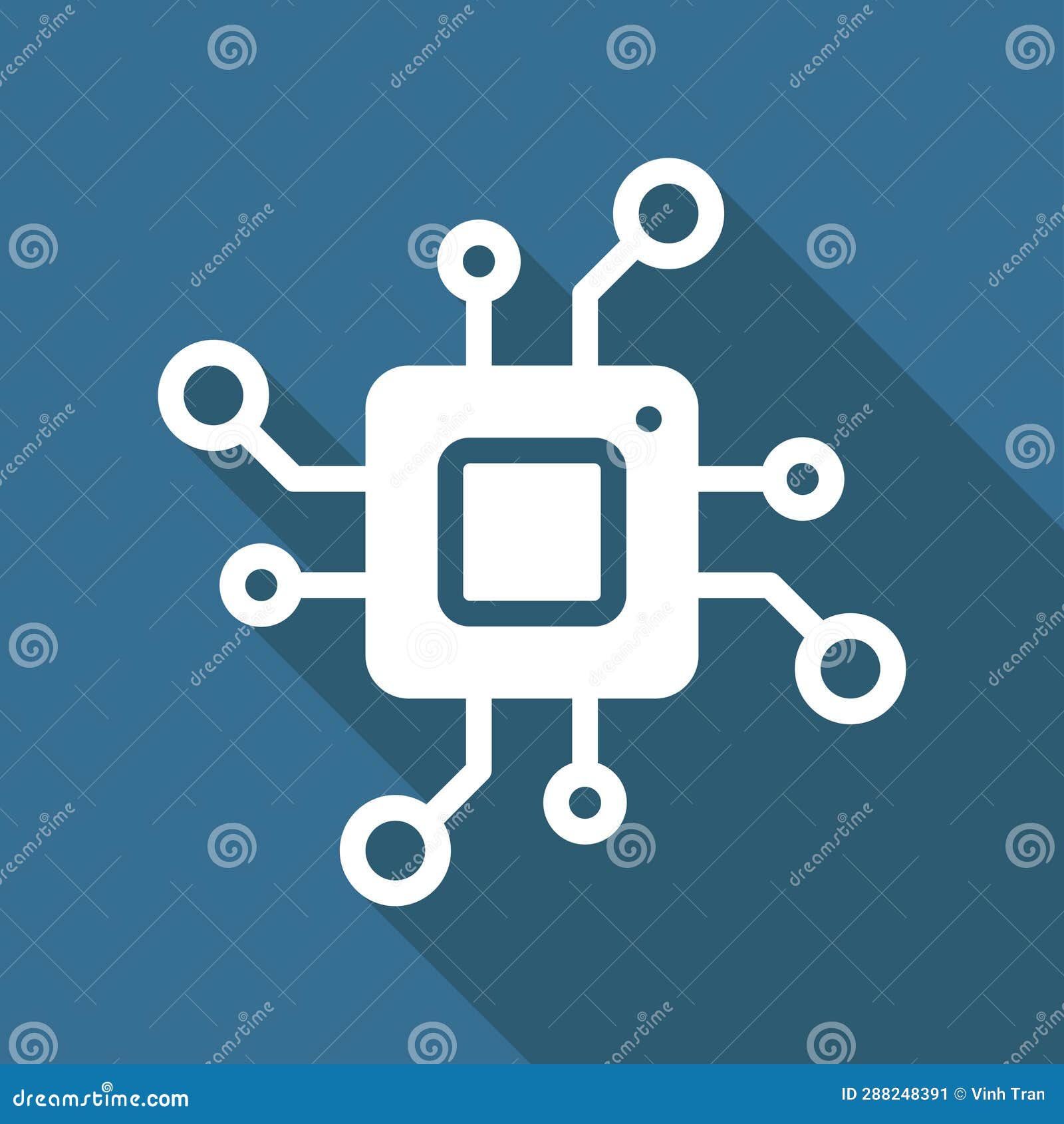 Simple Chip Processor Flat Icon with Long Shadow. Computer Science Icon ...