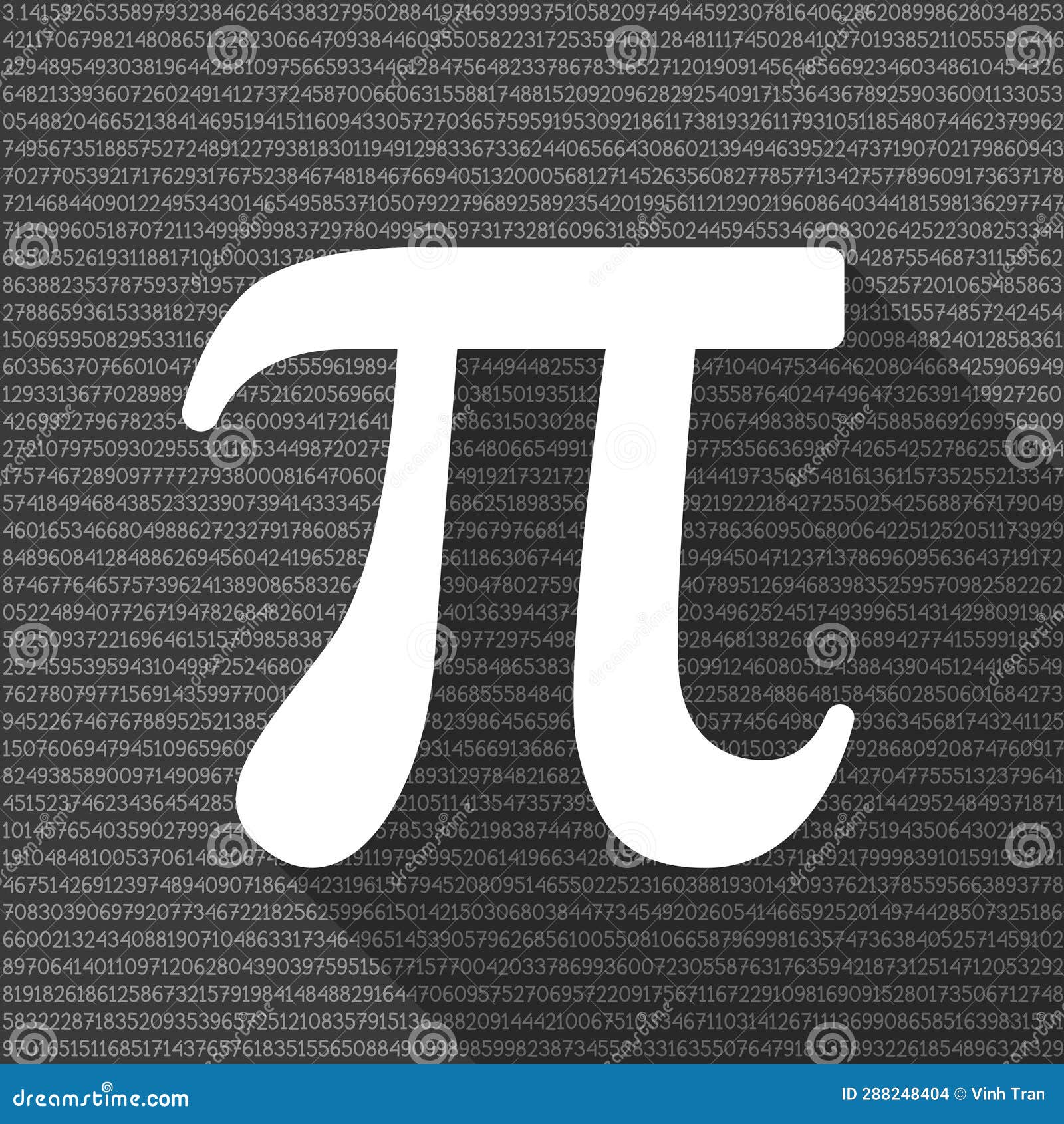 Pi Flat Icon with Long Shadow. White Pi Symbol with Long Digits of Pi ...