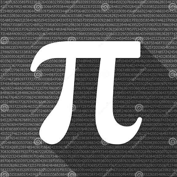 Pi Flat Icon with Long Shadow. White Pi Symbol with Long Digits of Pi ...