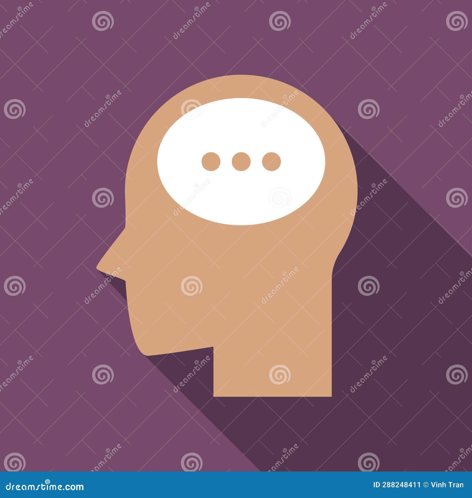 Philosophy Flat Icon with Long Shadow. Head with Thought Bubble Icon ...