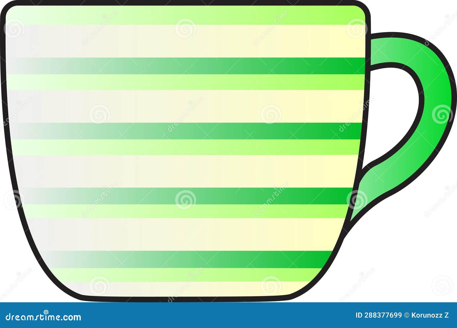 A Horizontal Green Lines Coffee Cup Vector Stock Vector - Illustration ...