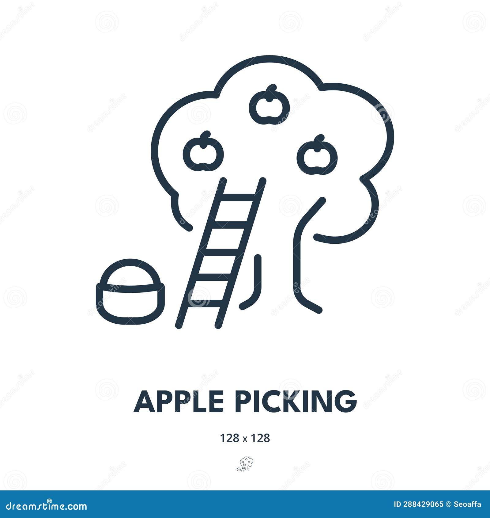 Apple Picking Icon. Fruit, Garden, Tree. Editable Stroke. Vector Icon ...