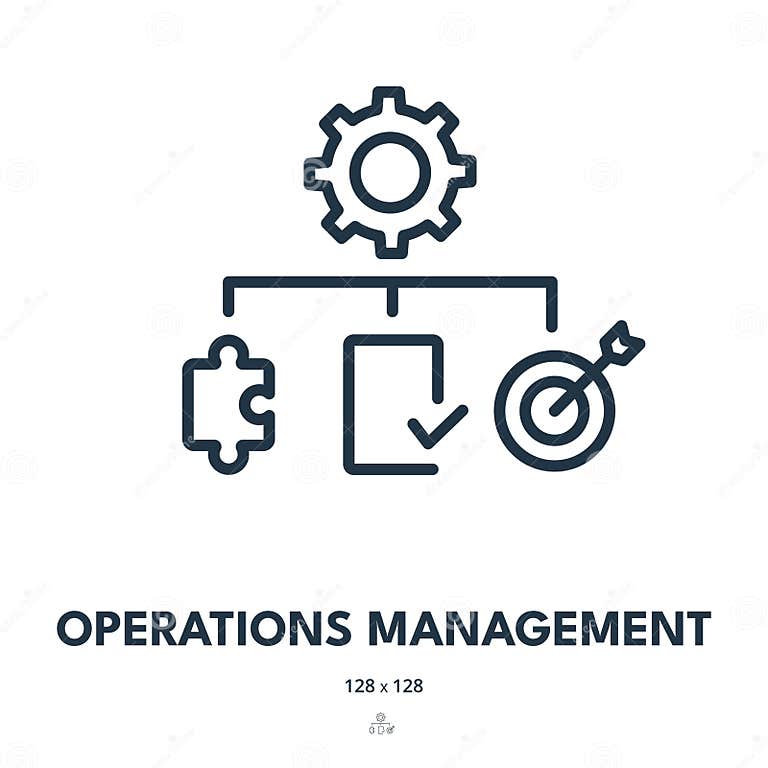 Operations Management Icon. Process, Control, Implement. Editable ...