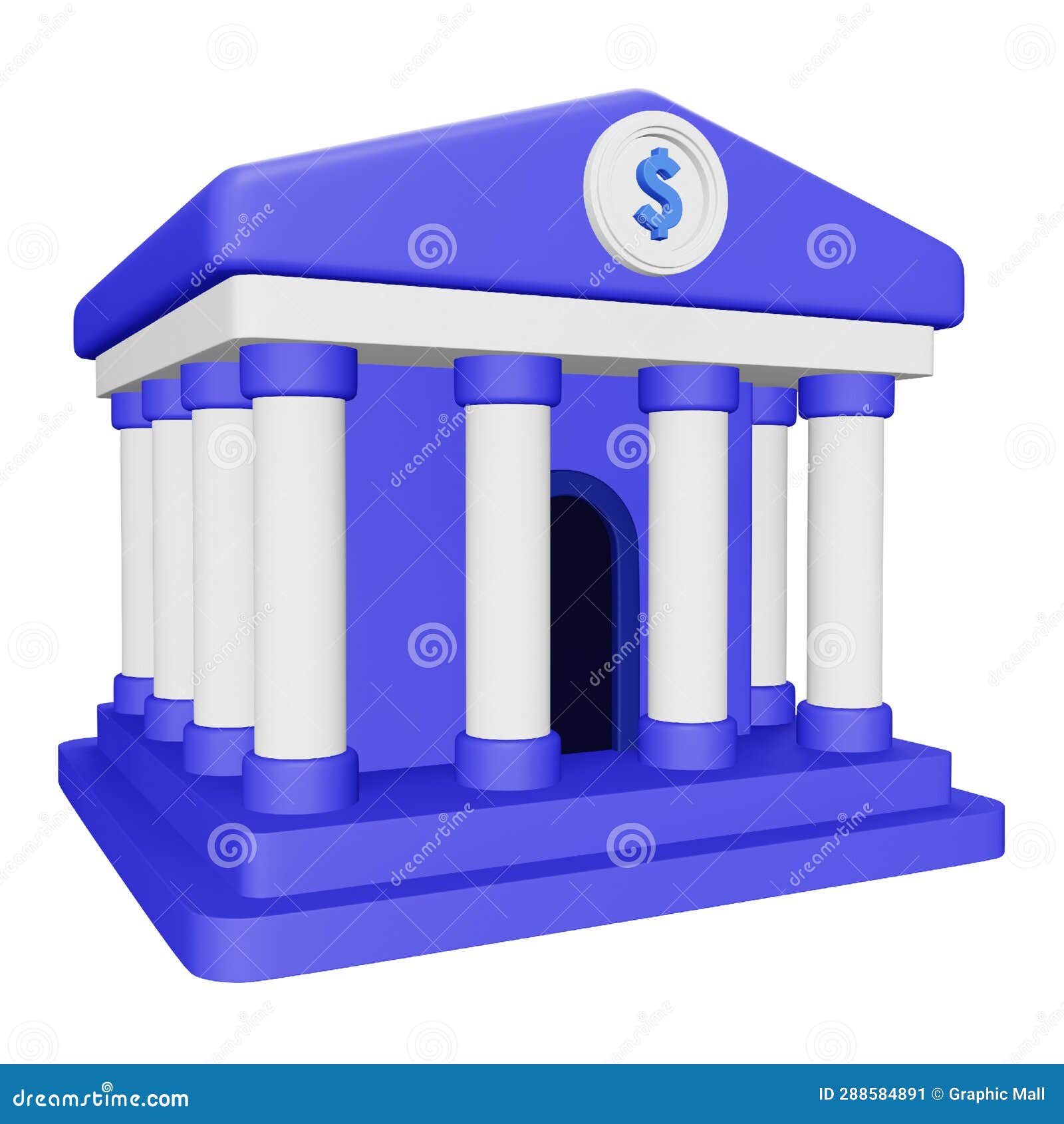 Bank 3d Rendering Isometric Icon. Stock Vector - Illustration of print ...