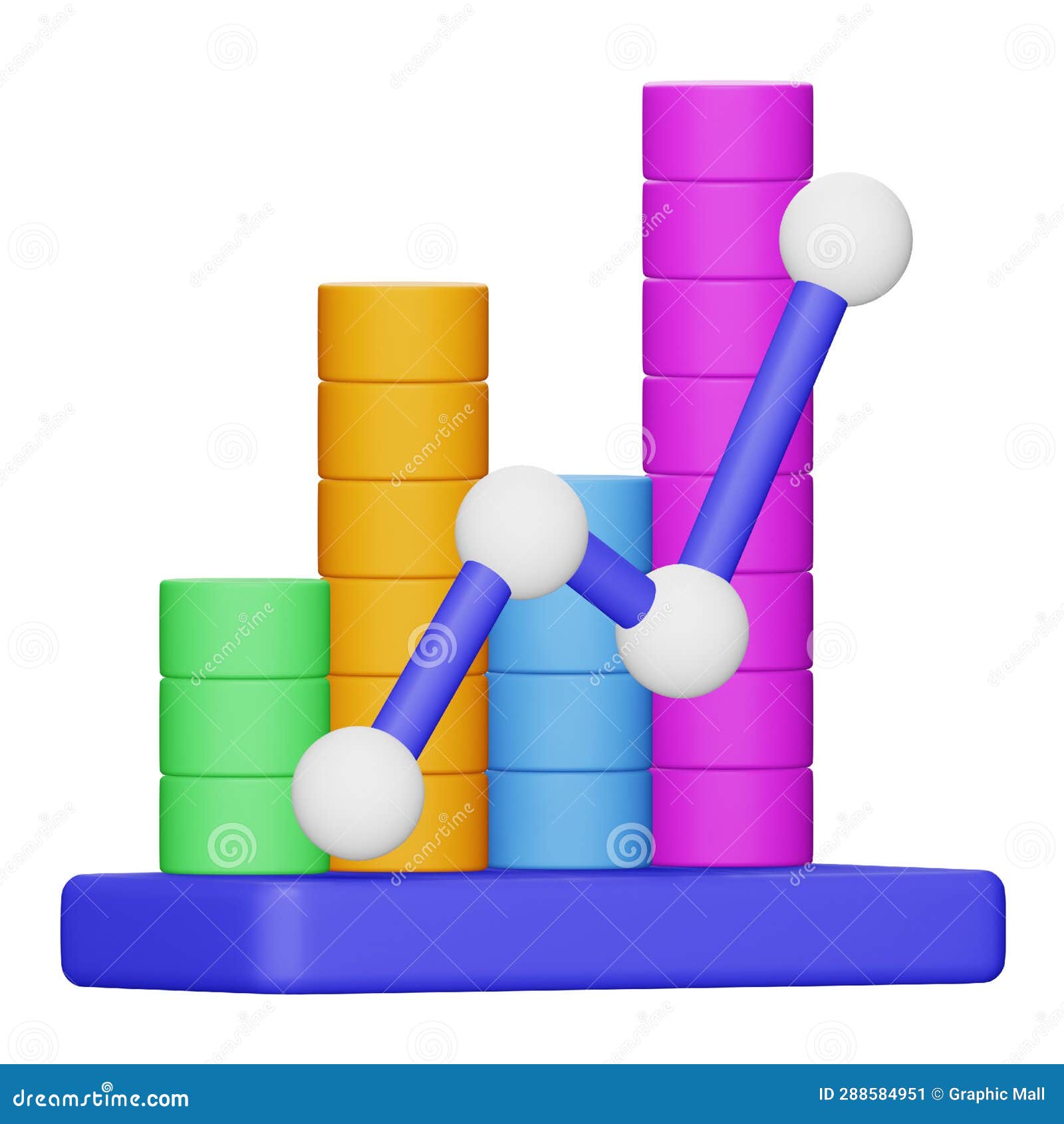 Bar Chart 3d Rendering Isometric Icon. Stock Illustration ...