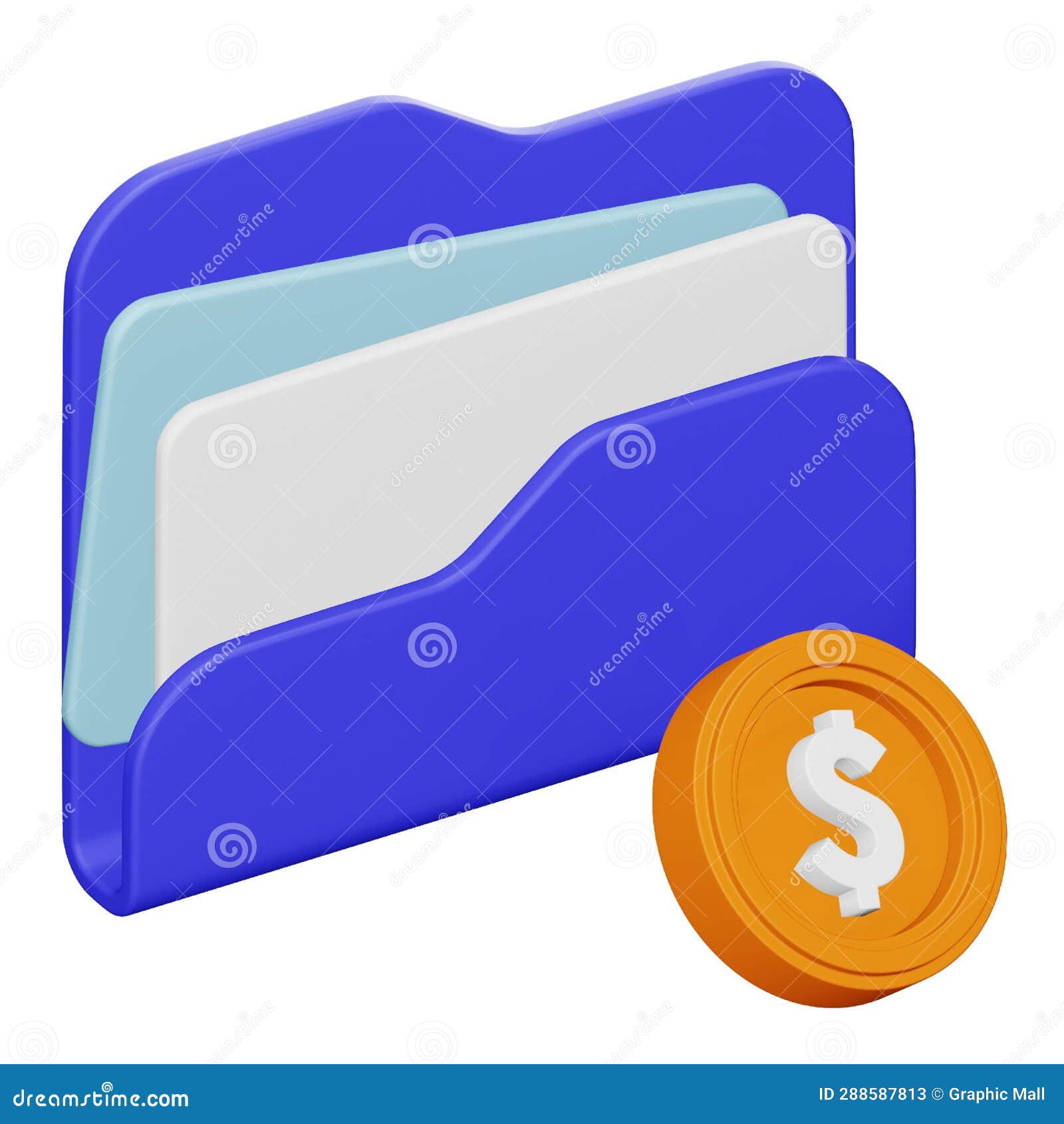 Finance Folder 3d Rendering Isometric Icon. Stock Illustration ...