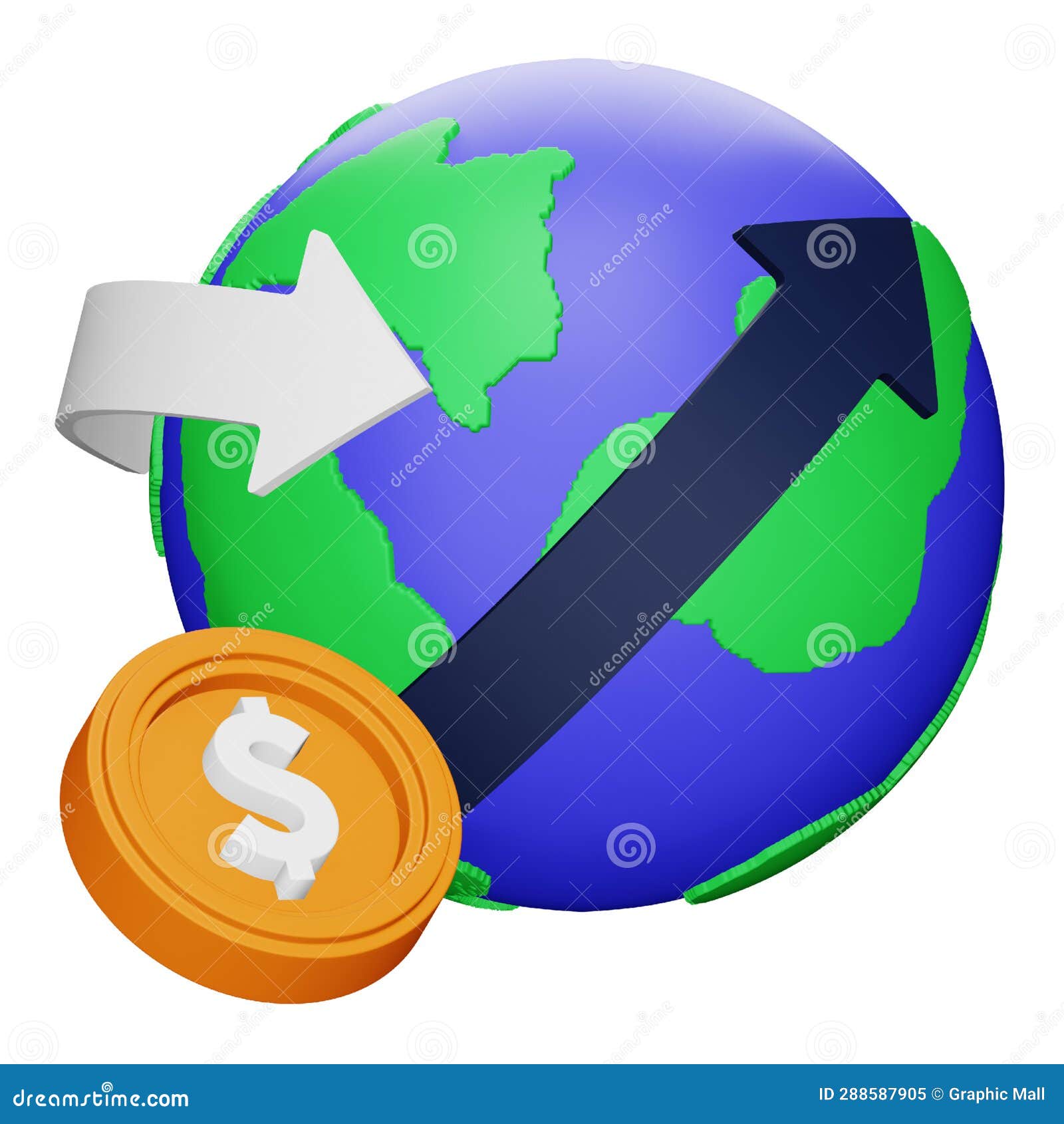 Global Economy 3d Rendering Isometric Icon. Stock Vector - Illustration ...