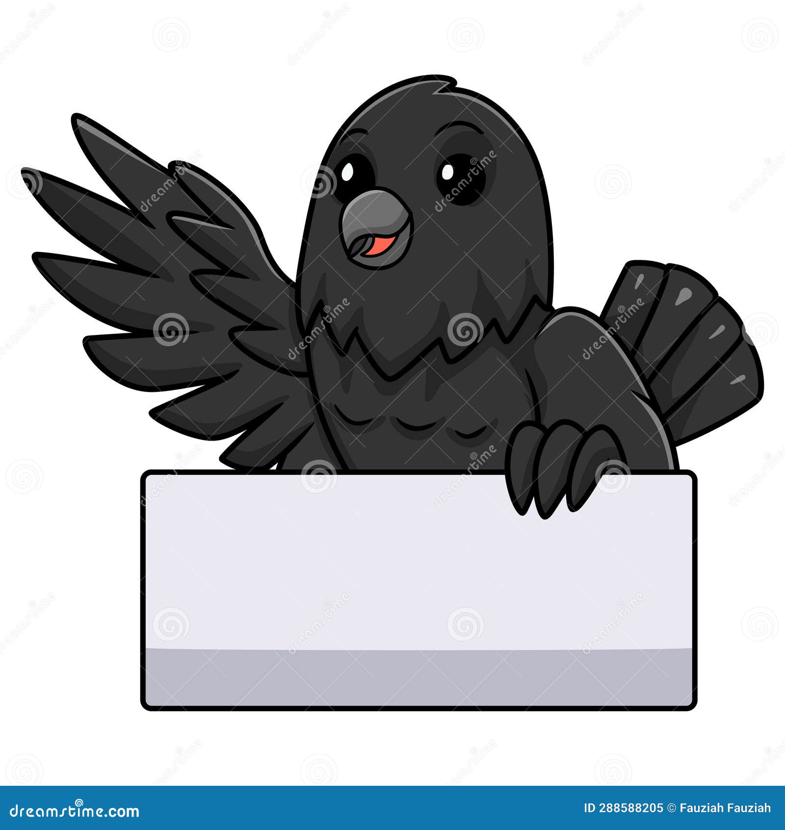 Cute Crow Bird Cartoon Waving Hand Stock Vector - Illustration of ...