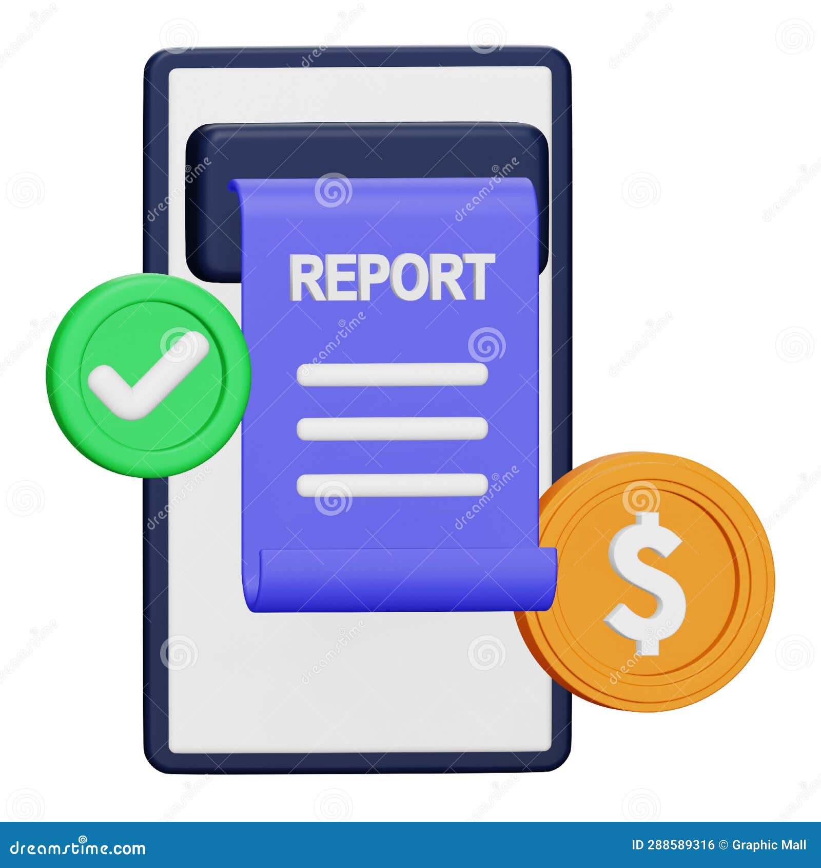 Online Report 3d Rendering Isometric Icon. Stock Illustration ...