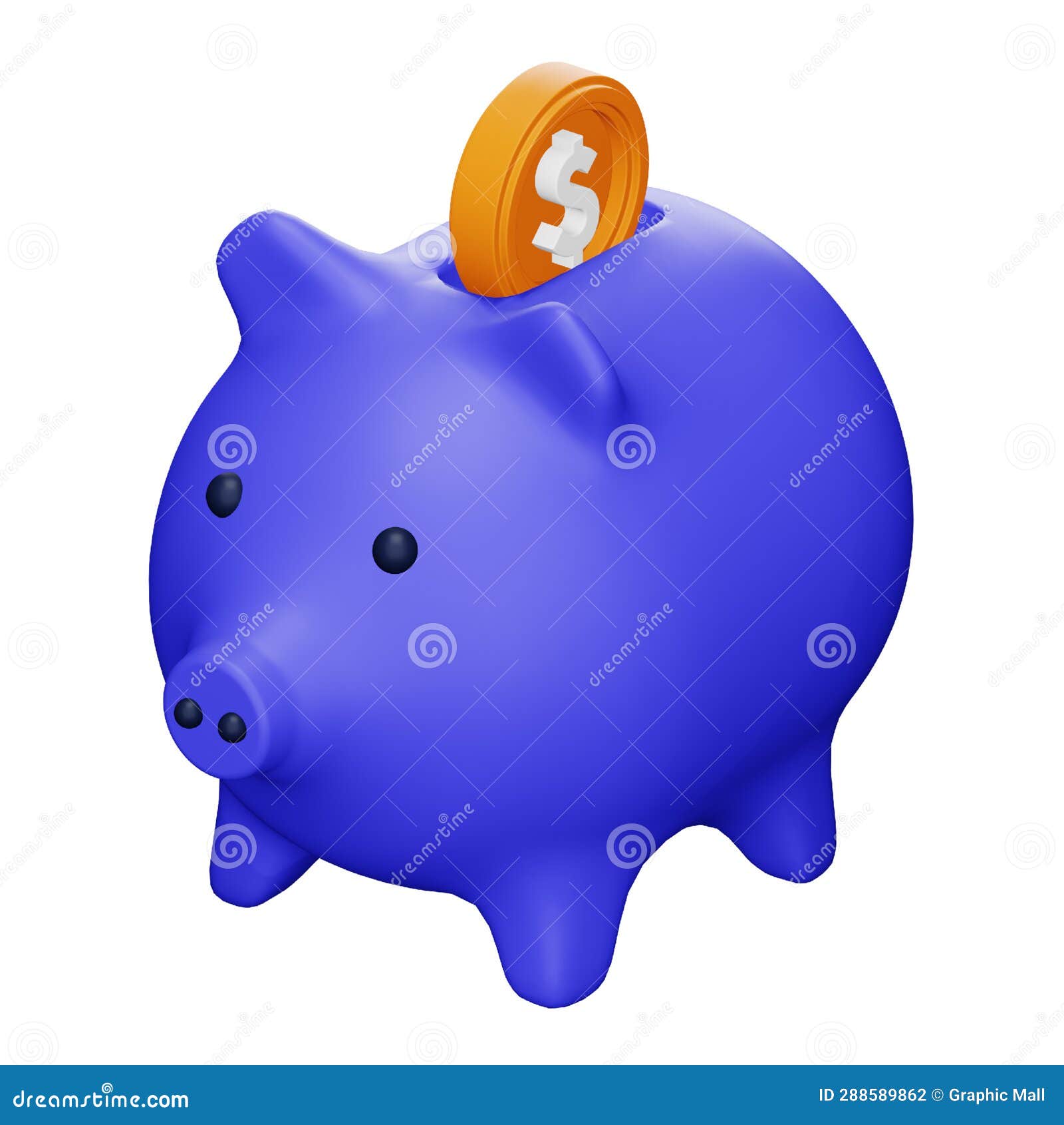Saving Money 3d Rendering Isometric Icon. Stock Vector - Illustration ...