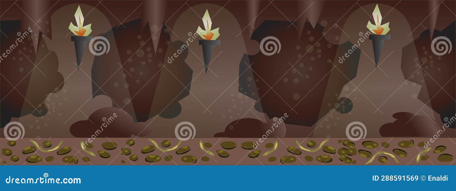 Cave Game Background and Vector Illustration Stock Illustration ...