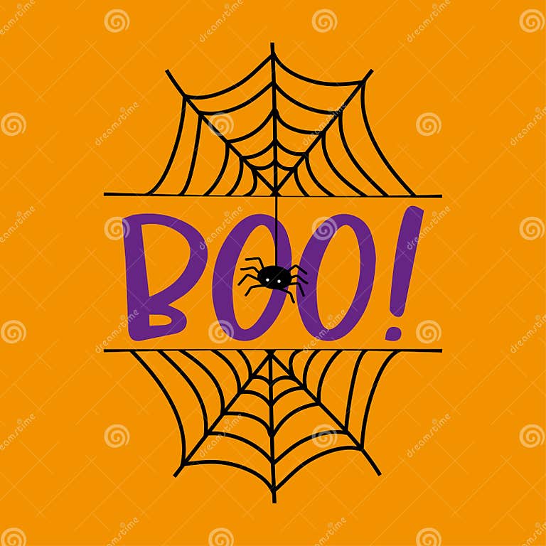Boo - Text and Spiderweb and Spider Stock Illustration - Illustration ...