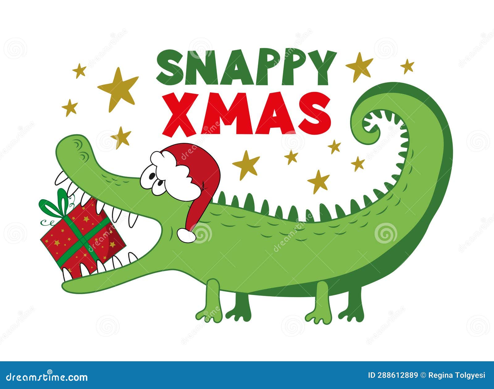 Snappy Christmas - Funny Greeting with Alligator in Santa Hat ...