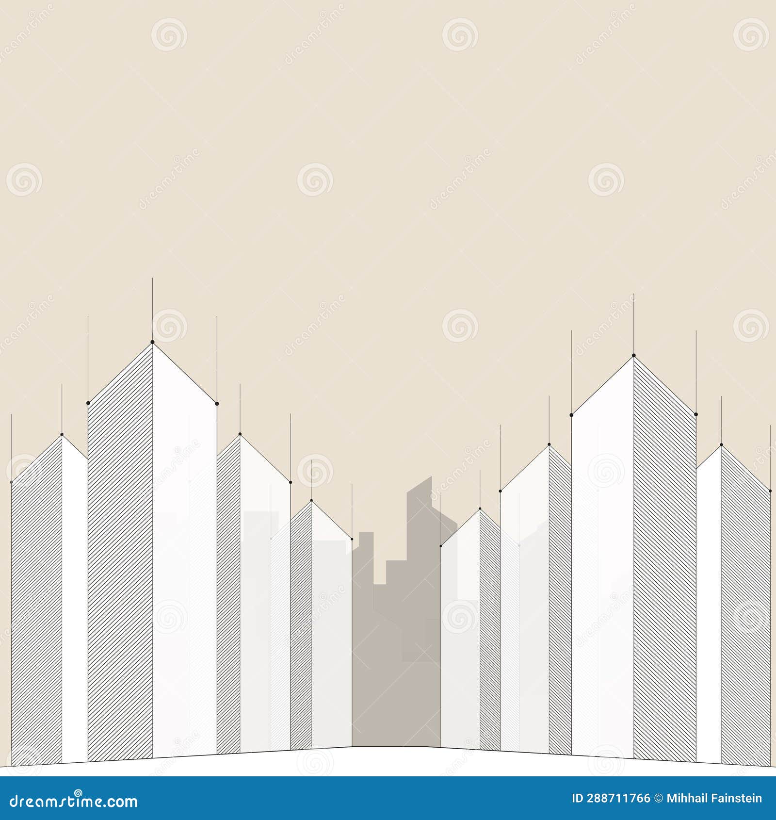 Architectural Background. Tall Buildings Line Art. Stock Vector ...