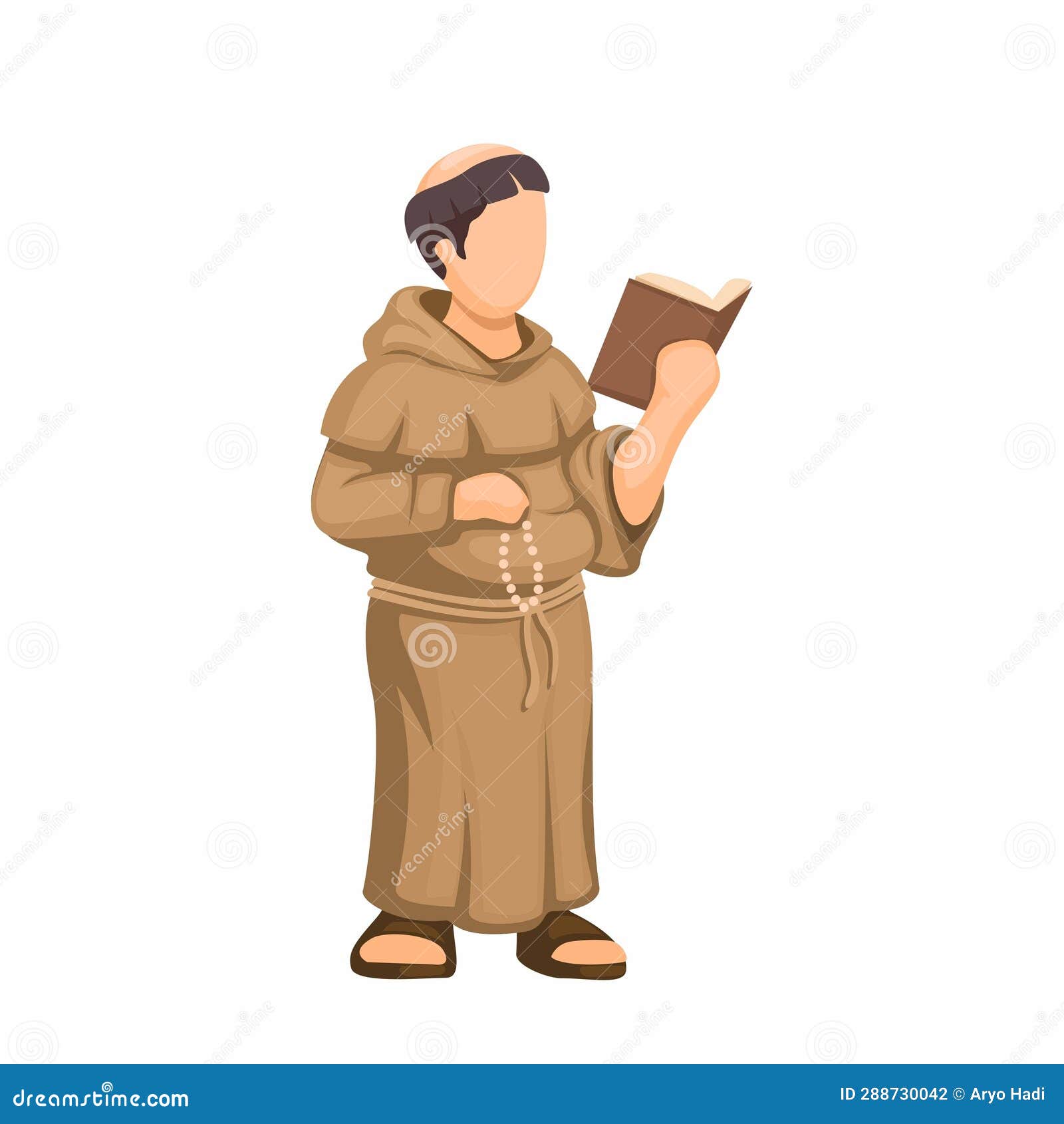 Catholic Monk in Robe Uniform Religious People Character Cartoon ...