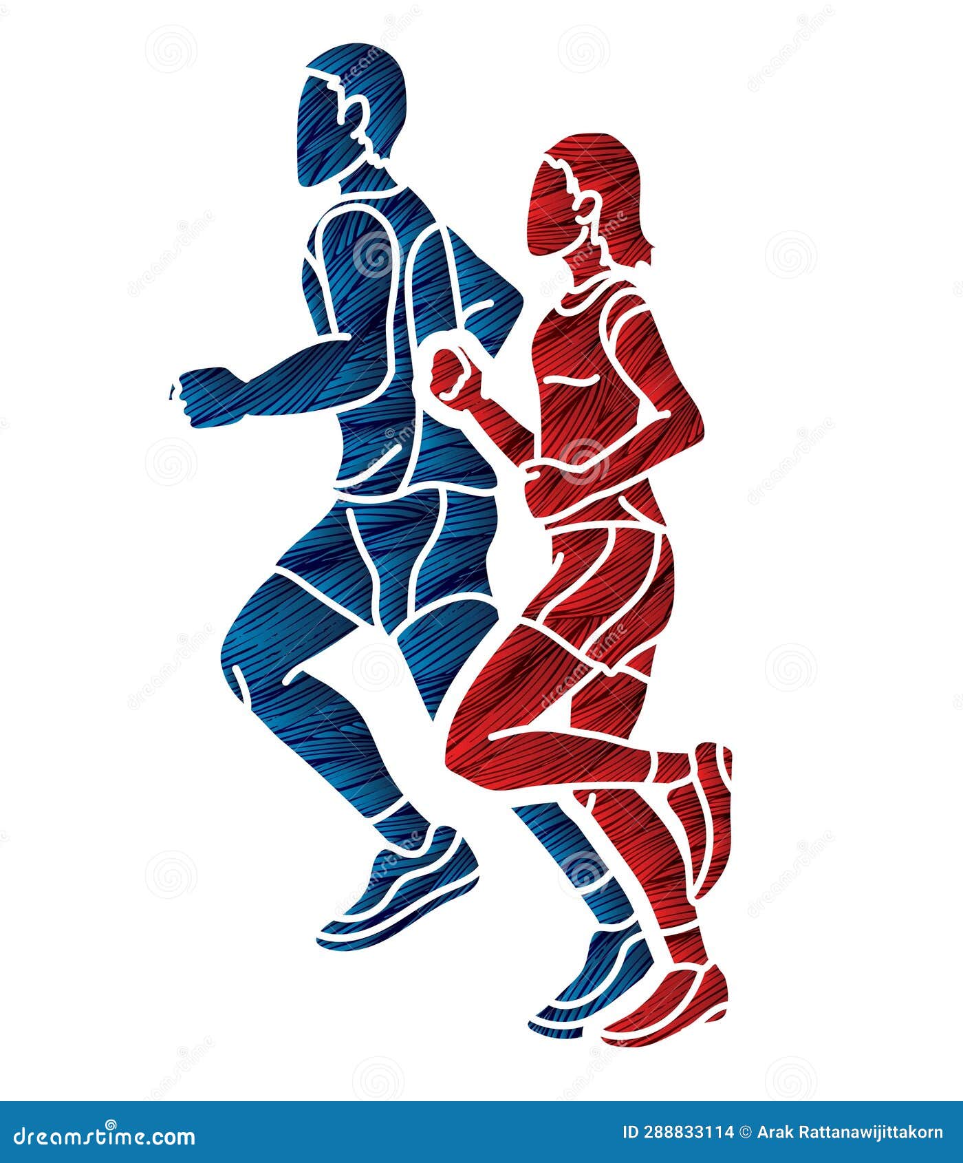 Group of People Running Together Man and Woman Runner Marathon Cartoon ...