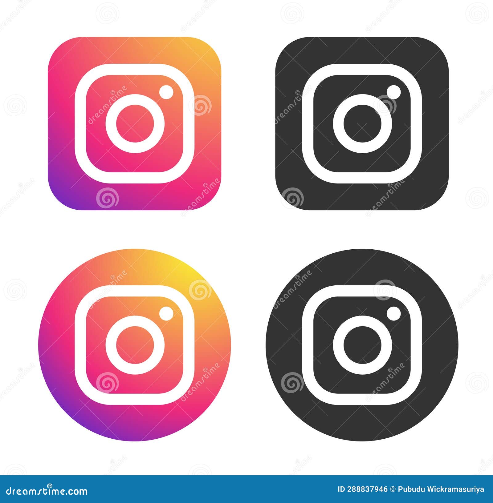 Set of Popular Social Media Logos Icons Instagram Element Vector ...