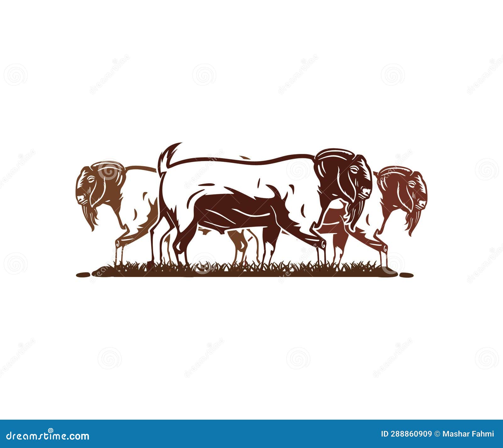 CROSS BOER GOAT HEAD LOGO Cartoon Vector | CartoonDealer.com #284575711
