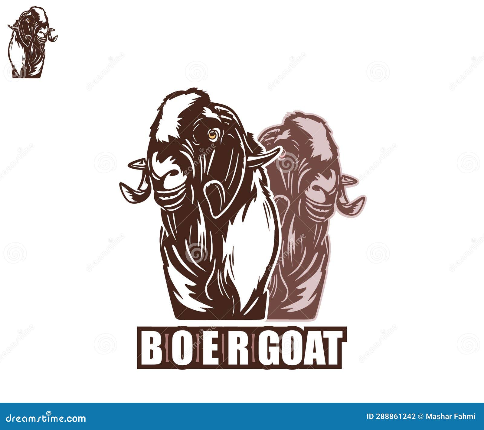 ELEGANT CROSS BOER HEAD LOGO Stock Vector - Illustration of happy ...