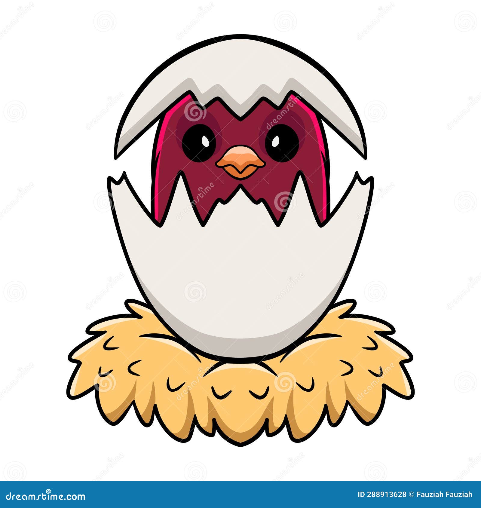 Cute Pompadour Cotinga Bird Cartoon Inside from Egg Stock Vector ...
