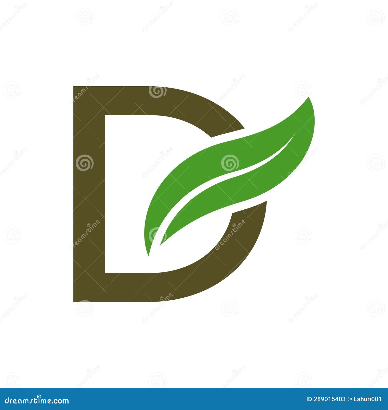 Design Letter D Font with Leaf Concept Stock Vector - Illustration of ...