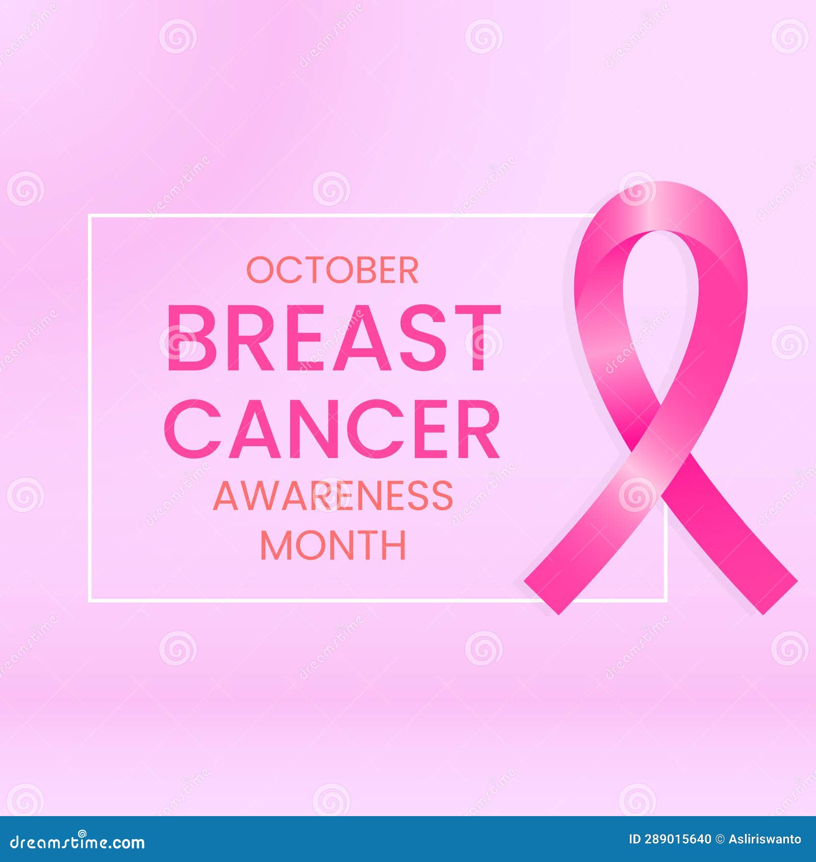 Shiny Pink Ribbon. Greeting Card Design for October Breast Cancer ...