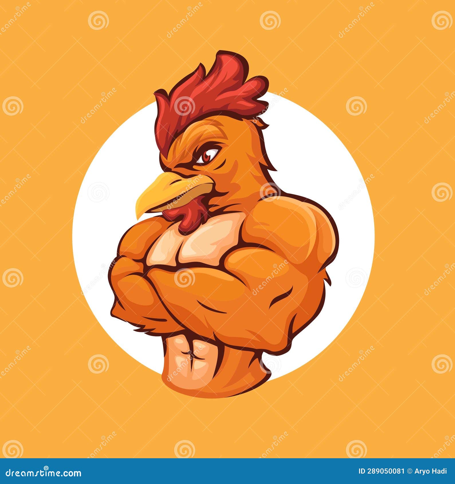 Chicken Muscle Mascot Character Cartoon Illustration Vector Stock ...