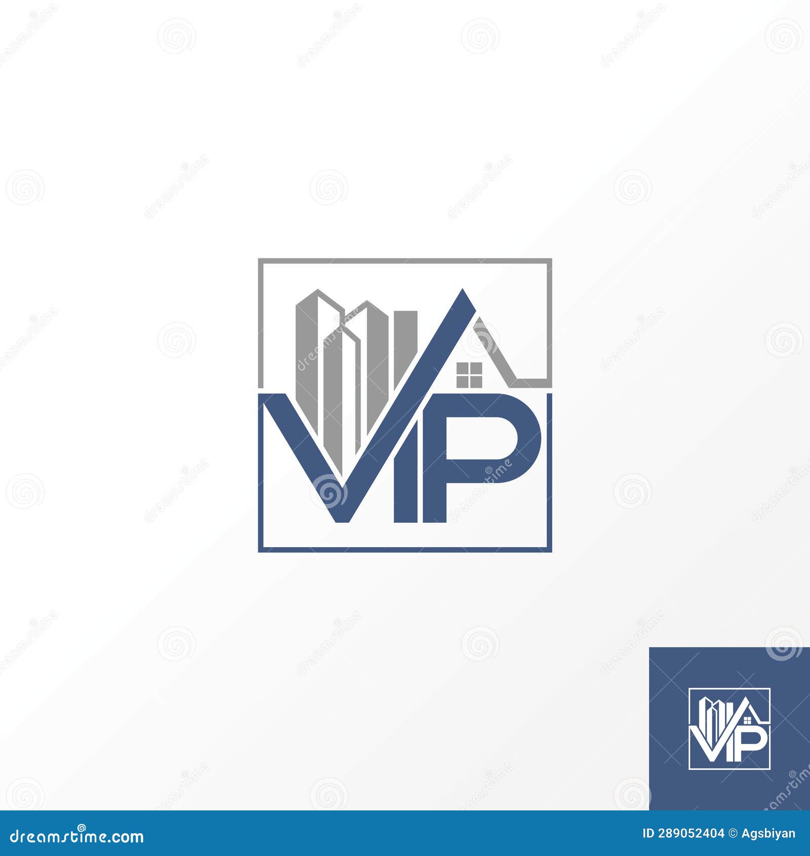 Initial Letter VIP Font with Building House. Related To Home Property ...