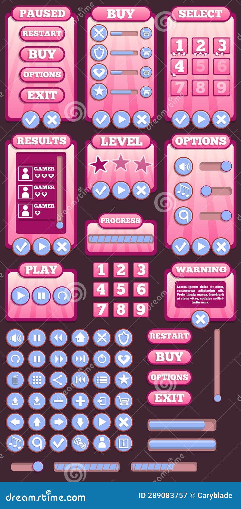 Design of the Game User Interface. Stock Vector - Illustration of theme ...