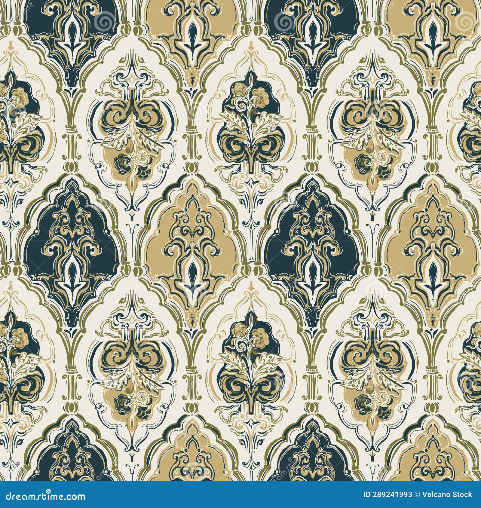 Classic Colorful Floral Porcelain Pattern. Ornate Chic Flower Design in ...