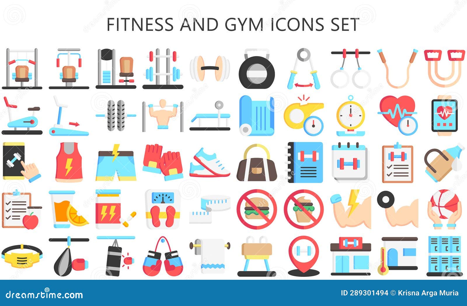 Fitness and Gym Multi Color Icons Pack. Stock Illustration ...
