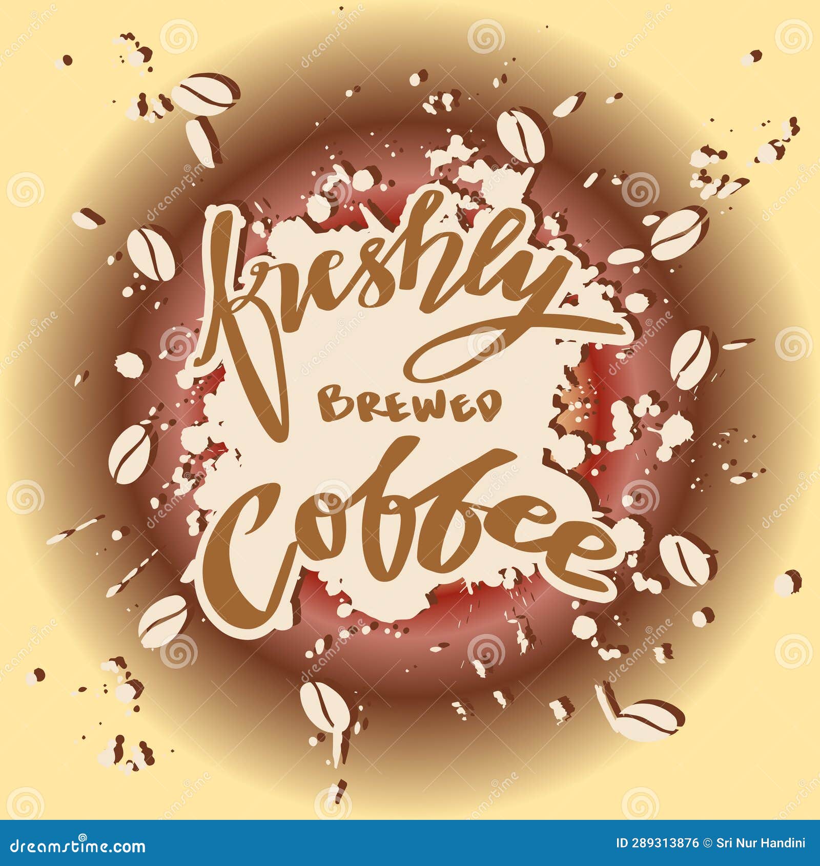 Freshly Brewed Coffee, Hand Lettering. Stock Illustration ...