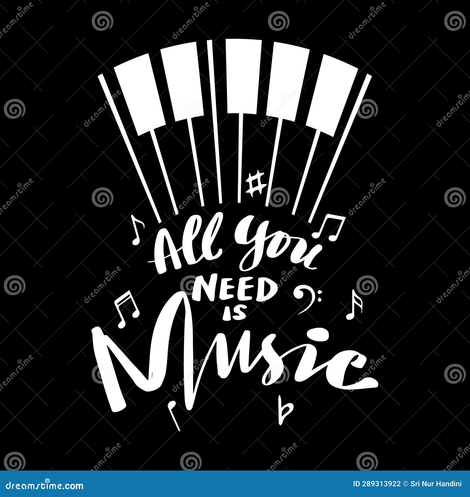 All You Need Music, Hand Lettering. Stock Illustration - Illustration ...