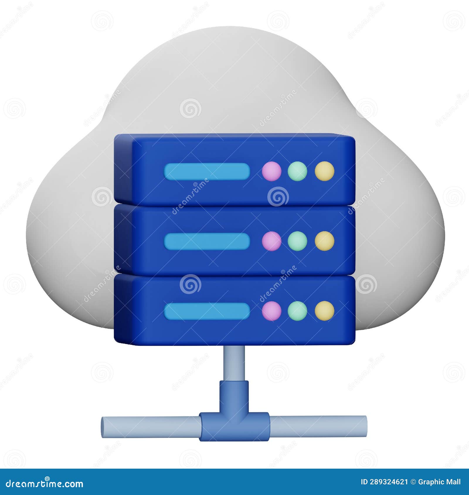Cloud Server 3d Rendering Isometric Icon. Stock Illustration ...